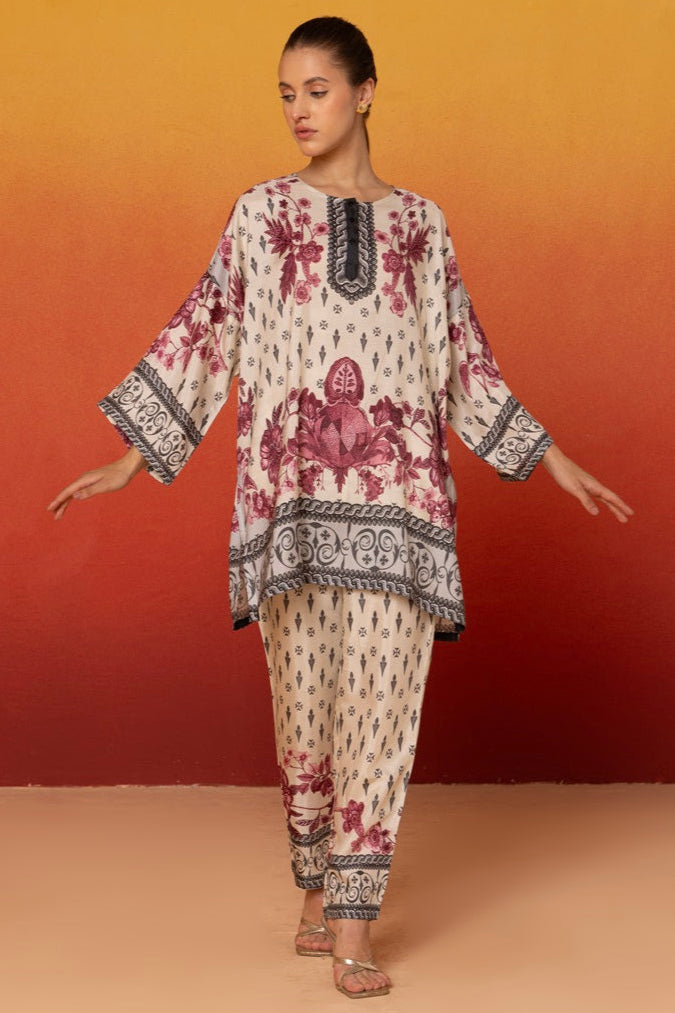 Buy Beige Muslin Co-ord Set With Floral Print – Bannoswagger