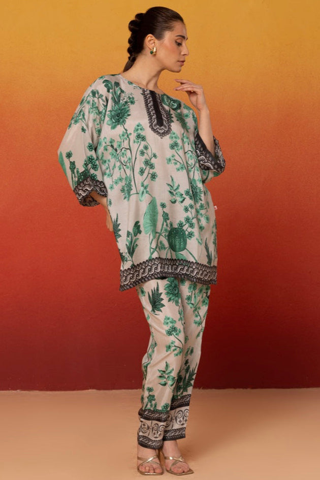 Shop White and Green Floral Muslin Co-ord Set – Bannoswagger