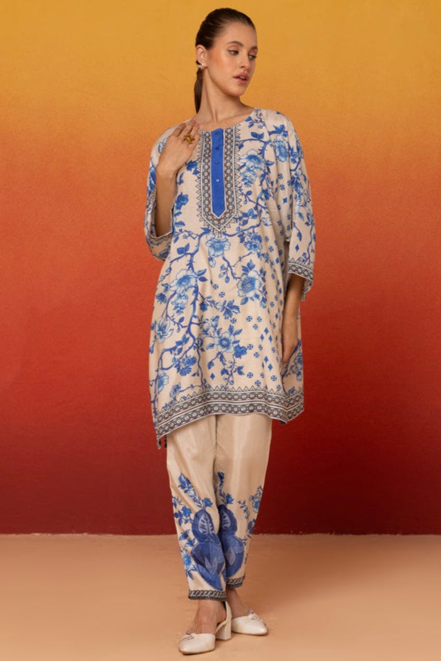 White and Blue Floral Muslin Co-ord Set – Bannoswagger