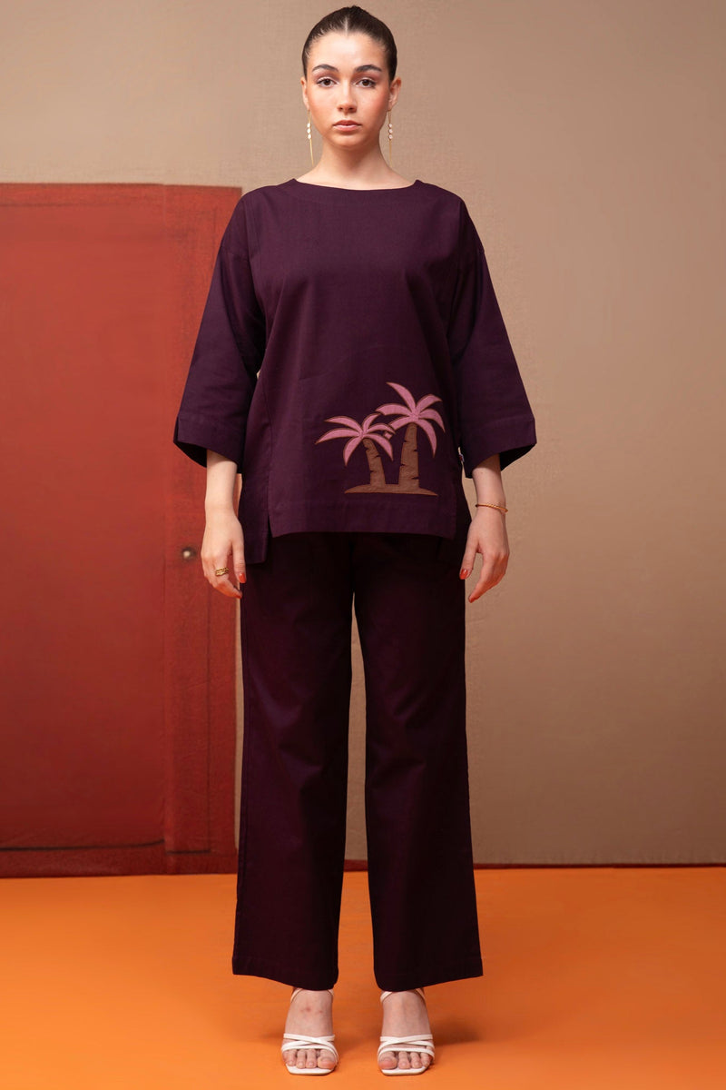 Deep Mulberry Applique Co-ord set – Bannoswagger